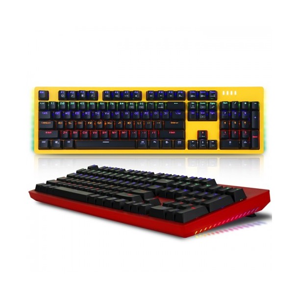 K516 축교환 측면 RGB 라이팅 이중사출 게이밍 기계식 키보드 (옐로우, 갈축) | ABKO
