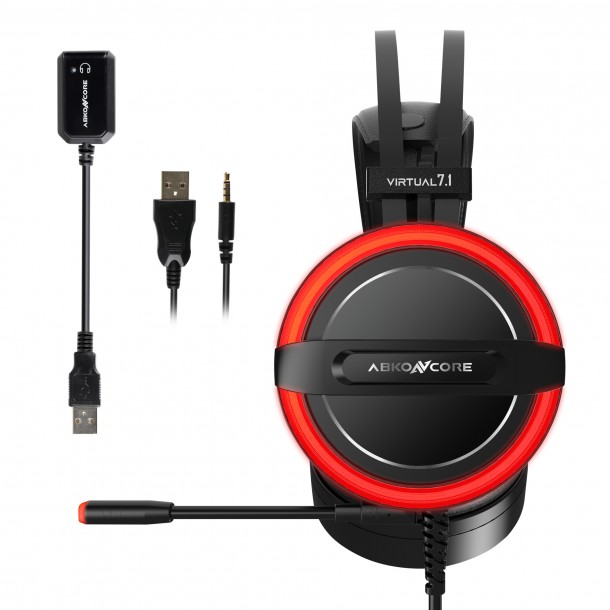 CH713M ENC 가상 7.1 RED LED 진동 3D 멀티 플랫폼 게이밍 헤드셋 | ABKO