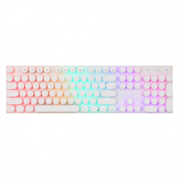 K840 조약돌 레트로 키캡 축교환 레인보우LED 게이밍 기계식 키보드 | ABKO